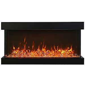 40-TRU-View-XL XT - 3 Sided Electric Fireplace 40 Inch, 3-Sided Glass Fireplace Heater w/Remote Control & 8H Timer, Thermostat, Black, Adjustable Brightness, Realistic Flame Effects