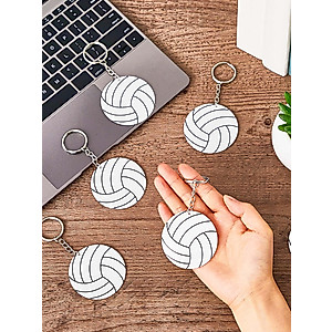 Taiyin Acrylic Volleyball Keychains Bulk Volleyball Party Favors for DIY Christmas Backpacks Gift Team(White,18 Pcs)