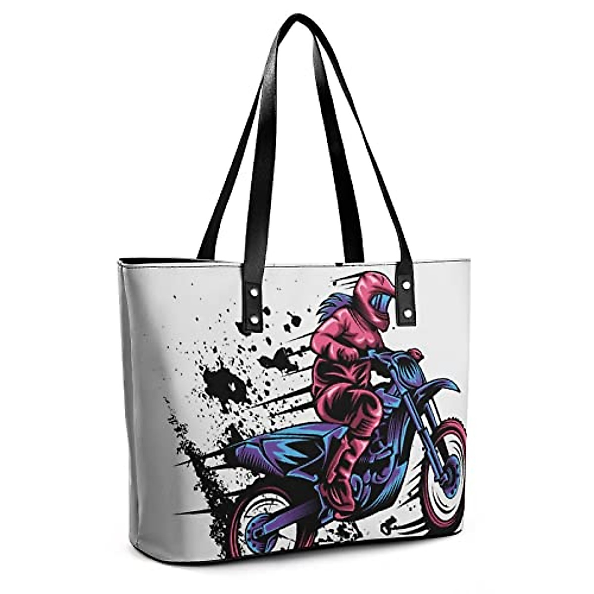 Womens Handbag Motorcycle Leather Tote Bag Top Handle Satchel Bags For Lady