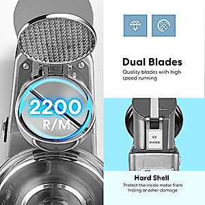 VIVOHOME Electric Dual Blades Ice Crusher Shaver Snow Cone Maker Machine Silver 143lbs/hr with Ice Pick for Home and Commercial Use