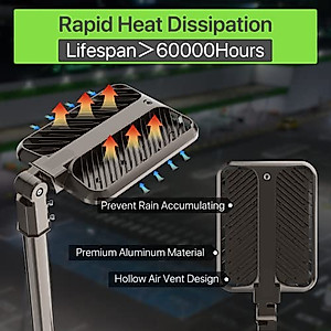 Glitgate 300W LED Parking Lot Light, 45000LM 5000K Adjustable Slip Fitter Mount Street Light with Dusk to Dawn Photocell, 100-277V IP65 Waterproof Commercial Area Lighting