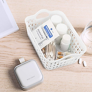 Sandmovie Small Plastic Weave Storage Baskets, Desktop Baskets, White, 12 Packs