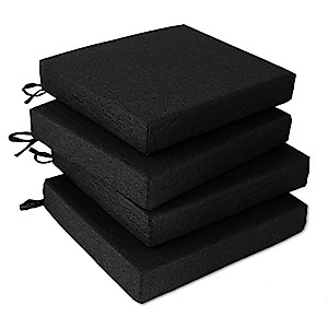 EAIMi Outdoor Chair Cushions for Patio Furniture - Square Corner Patio Cushions for Outdoor Furniture 4 Packs - Waterproof Indoor Chair Cushions for Dinning Chairs, 18.5" X 16" X 3", Black