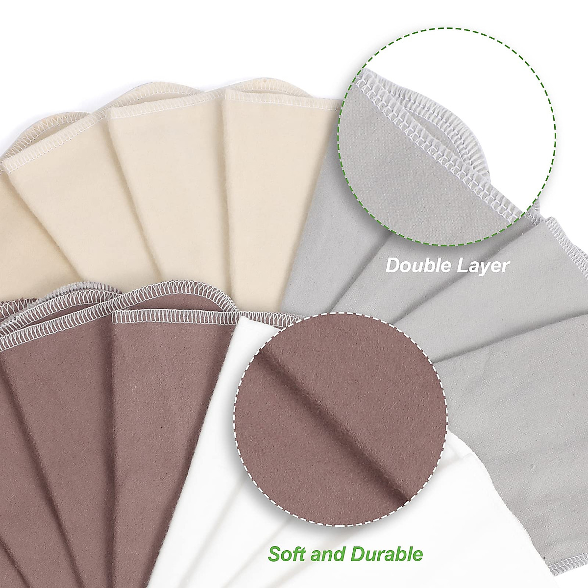 haakaa Reusable Cotton Cloth Wipe - Ultra Soft Absorbent Baby Diaper Wipe|Washable Home Kitchen Cleaning Rags|Safe Personal Baby Care Tissue -8PK Size S