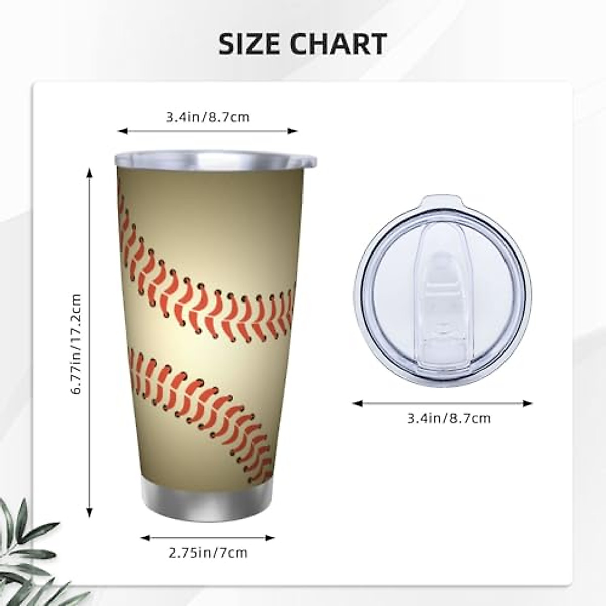 Groamaup 20oz Baseball Stainless Steel Insulated Tumbler with Lid and 3pcs Straw Sets, Sport Car Cup for Cold and Hot Drinks, Coffee Mug for Travel Office and Home Use