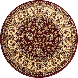 Unique Loom Voyage Collection Traditional Oriental Classic Intricate Design Area Rug (3' 3 x 3' 3 Round, Red/Gold)