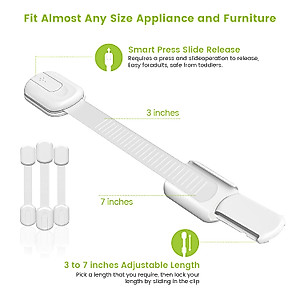 Ouzorp 3-Pack Baby Locks Child Safety Cabinet Proofing, Safe 3M Adhesive No Drilling for Cabinets Drawers Dishwasher Fridge Furniture Kitchen Ovens Toilet Seats