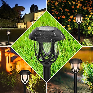 Solar Lights Outdoor Garden, Warm White LED Solar Pathway Lights, Waterproof Solar Powered Garden Yard Lights Solar Landscape Lights for Lawn, Patio, Garden, Walkway(6 Pack)