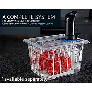LIPAVI N10X Sous Vide Rack with Anti Float - fits LIPAVI C10 and other 12qt containers - Adjustable, Collapsible, Ensures Even Warming - White Polycarbonate, Stainless steel weights