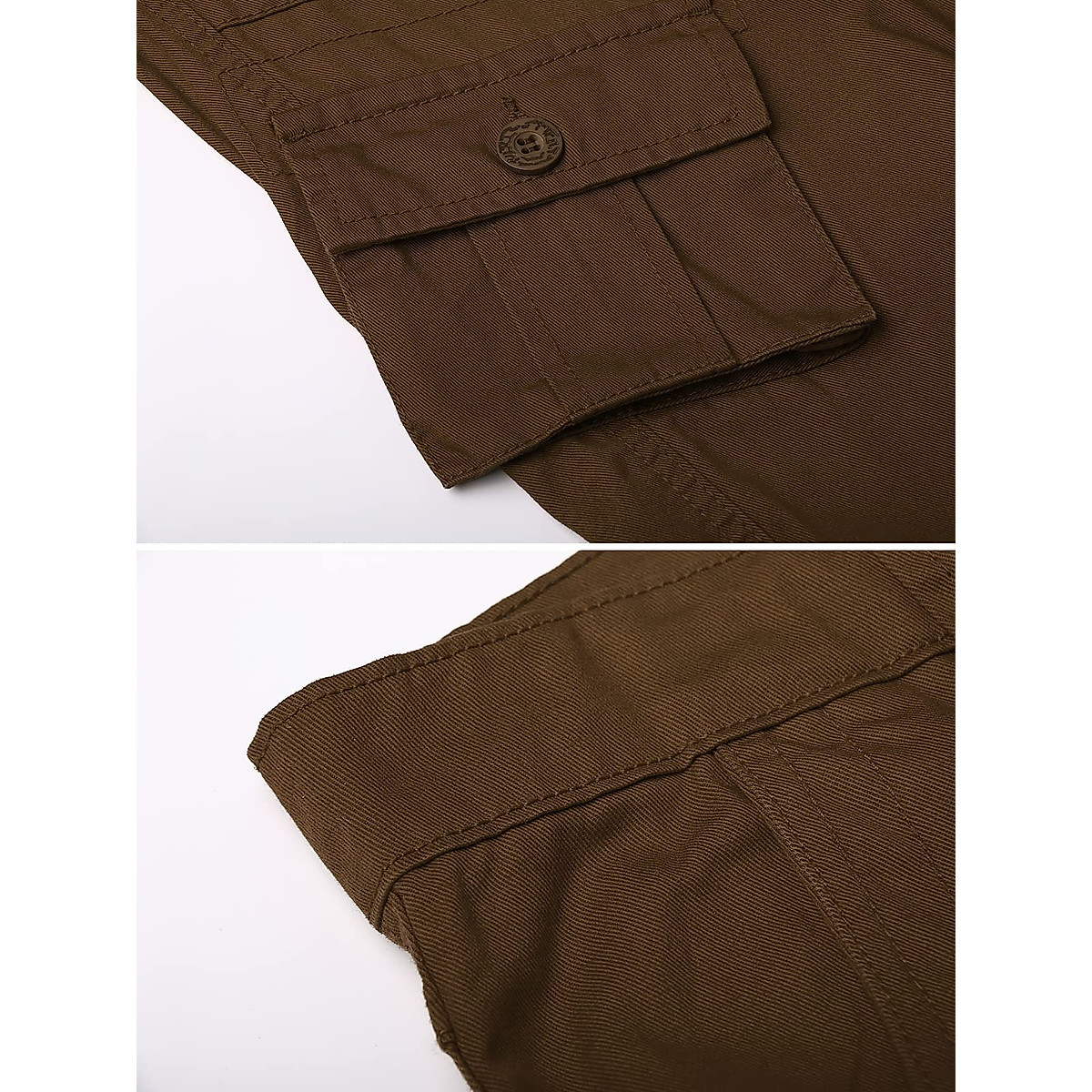 OCHENTA Men's Casual Military Cargo Pants Relax Fit, 8 Pockets Work Combat Outdoor Hiking Slacks Brown Coffee 30