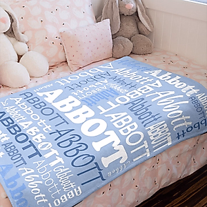 MMAOLP Custom Baby Blanket with Name for Girls Boys, Personalized Monogram Blankets with Initial for Kids Toddler, Customized Monogram Throw Blanket for Newborn, New Mom, Baby Shower Birthday