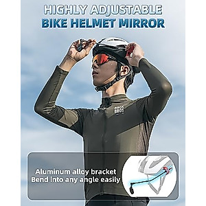ROCKBROS Bike Helmet Mirror, Aluminum Alloy Moldable Frame, Detachable Fixing Way, Cycling Mirror Fit 90% Bicycle Helmet, Lightweight, Bike Accessories