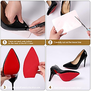 Ashoesert Red Bottoms Sole Protector,Shoe Sole Protector for Christian Louboutin High Heels, Anti Slip Shoe Grips Pads Compatible with Louboutin Shoes -2 Pairs（6.0"×4.0",Red）