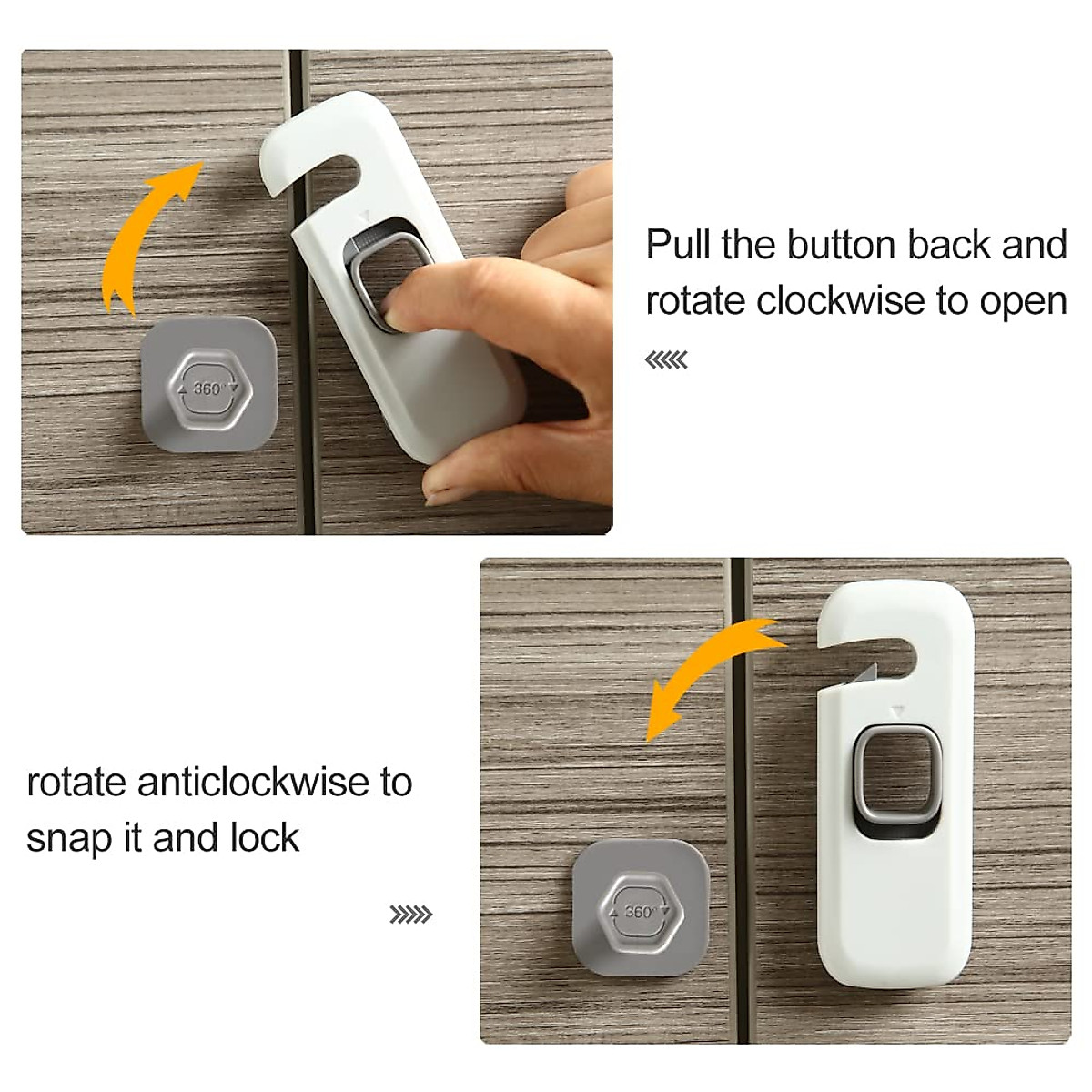 Child Safety Lock (5 Pieces) Baby Safety Cabinet Lock-Suitable for Refrigerators, Cabinets, Drawers, Dishwashers, Baby Protective Kitchen Cabinet Locks with Strong Tape-Deesse (Grey)