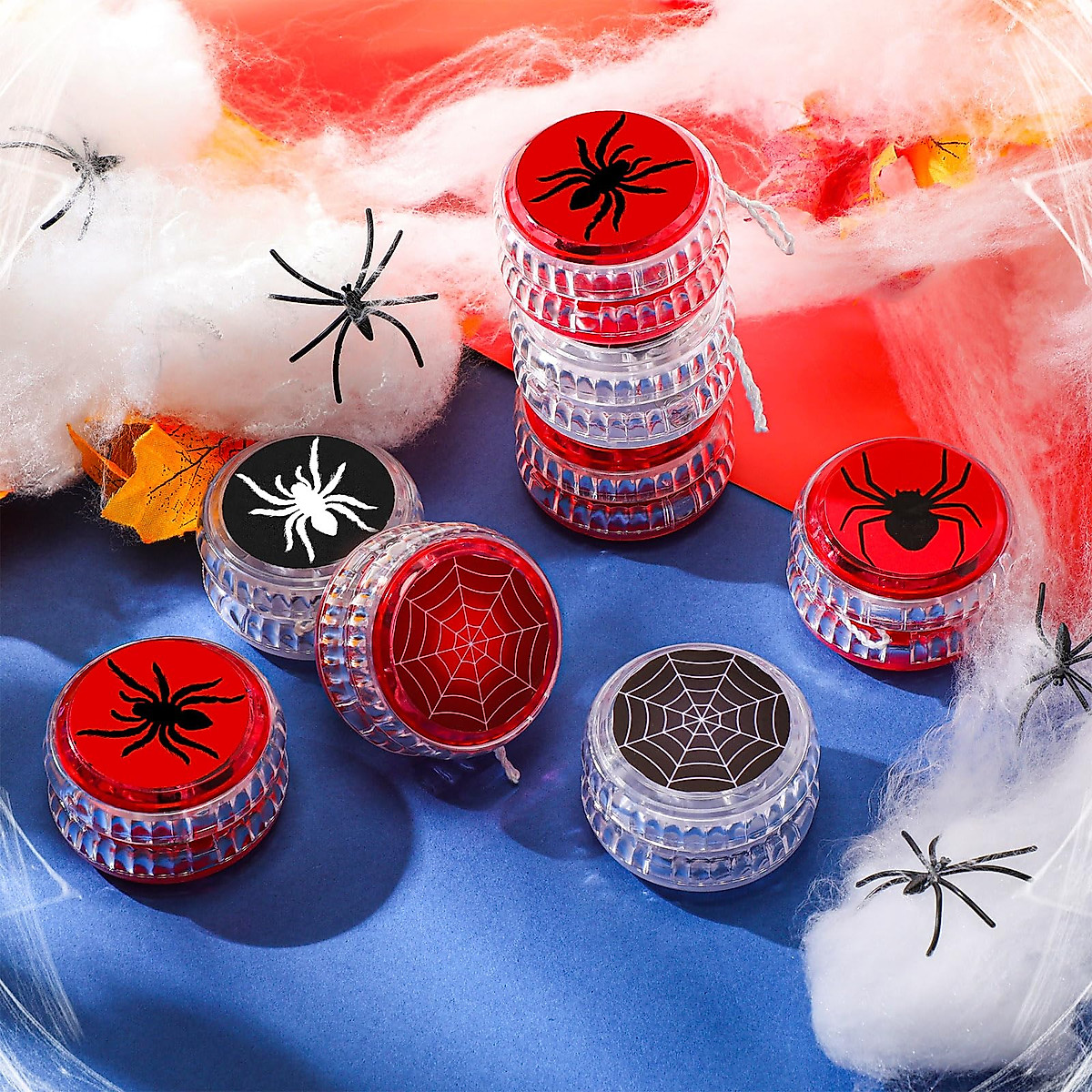 Liliful Spider Party Favors Birthday Party Supplies LED Lighted Yo Yo Bulk Spider Theme Toy for Boys Girls Goodies Bag Filler Hero Gifts in Bulk