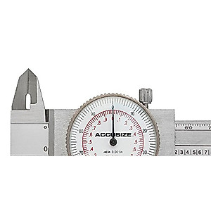 Accusize Industrial Tools 8''/200 mm by 0.001''/0.02 mm Dual Needle Precision Dial Caliper Stainless Steel in Fitted Case, Imperial/Metric, P920-S238