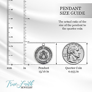 TrueFaithJewelry Sterling Silver United States Army Service Medal with St Michael Patron Saint Archangel Pendant Necklace, 3/4 Inch