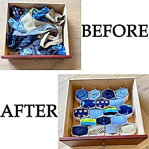 Evelots 4 Pack Dresser Drawer Organizer-Divider-Sock-Belt-Scarf-Underwear-112 Slots Total