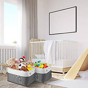 Awekris Large Storage Basket Bin Set [3-Pack] Storage Cube Box Foldable Canvas Fabric Collapsible Organizer With Handles For Home Office Closet Toys Clothes Kids Room Nursery