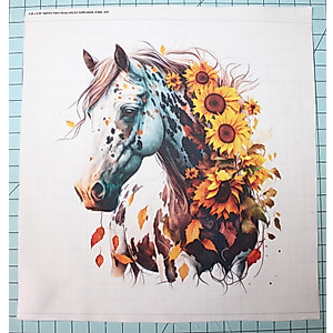 Fabric Panel 8"x8" Sunflower Horse 100% Cotton Quilting Panel Square AM1524