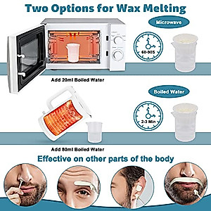 Keethem 120g Nose Wax Kit, Nose Wax with 40 Blue Applicators, Nose Hair Wax Painless Nose Hair Removal at Least 20 Times Usage, Nose Hair Waxing Kit for Men and Women with 20 Mustache Guards, 20pcs Paper Cup, 10pcs wooden sticks