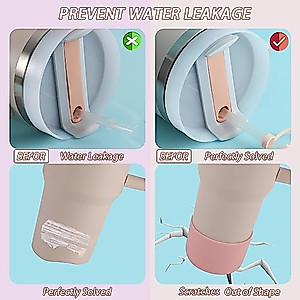 10 Pcs Silicone Spill Stopper Set for Stanley 2.0 40oz Tumbler, Including Tumbler Lid, Boot Sleeve, Straw Cover Cap, Square Spill Stopper, Round Leak Stopper, Accessories for Stanley Cup