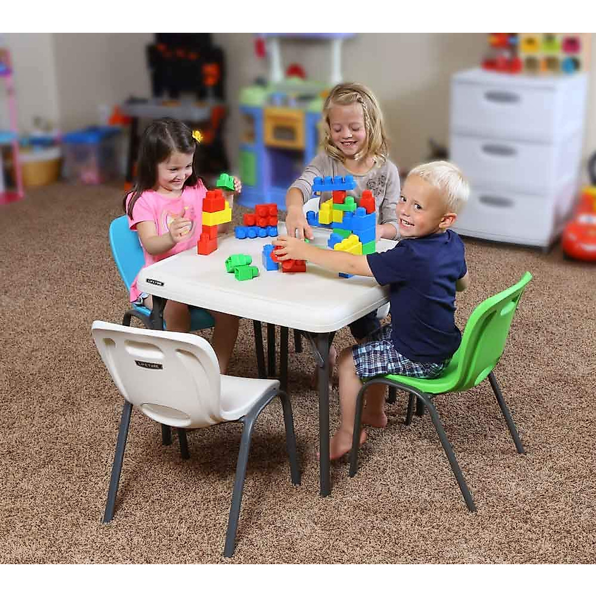 Lifetime 80473 Kids Stacking Chair (4 Pack), Lime Green