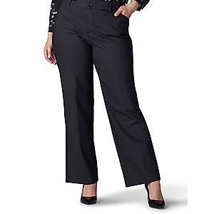 Lee Women's Plus Size Ultra Lux Comfort with Flex Motion Trouser Pant Black 22W, 22 Long