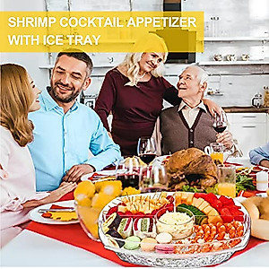 Fruit Platter Tray for Parties, Yatmung Serving Tray on Ice Serving Platter and Tray for Parties Veggie Tray with Lid 4 Section Catering Trays with Lids for Appetizers, Seafood, Desserts, 2 Layers