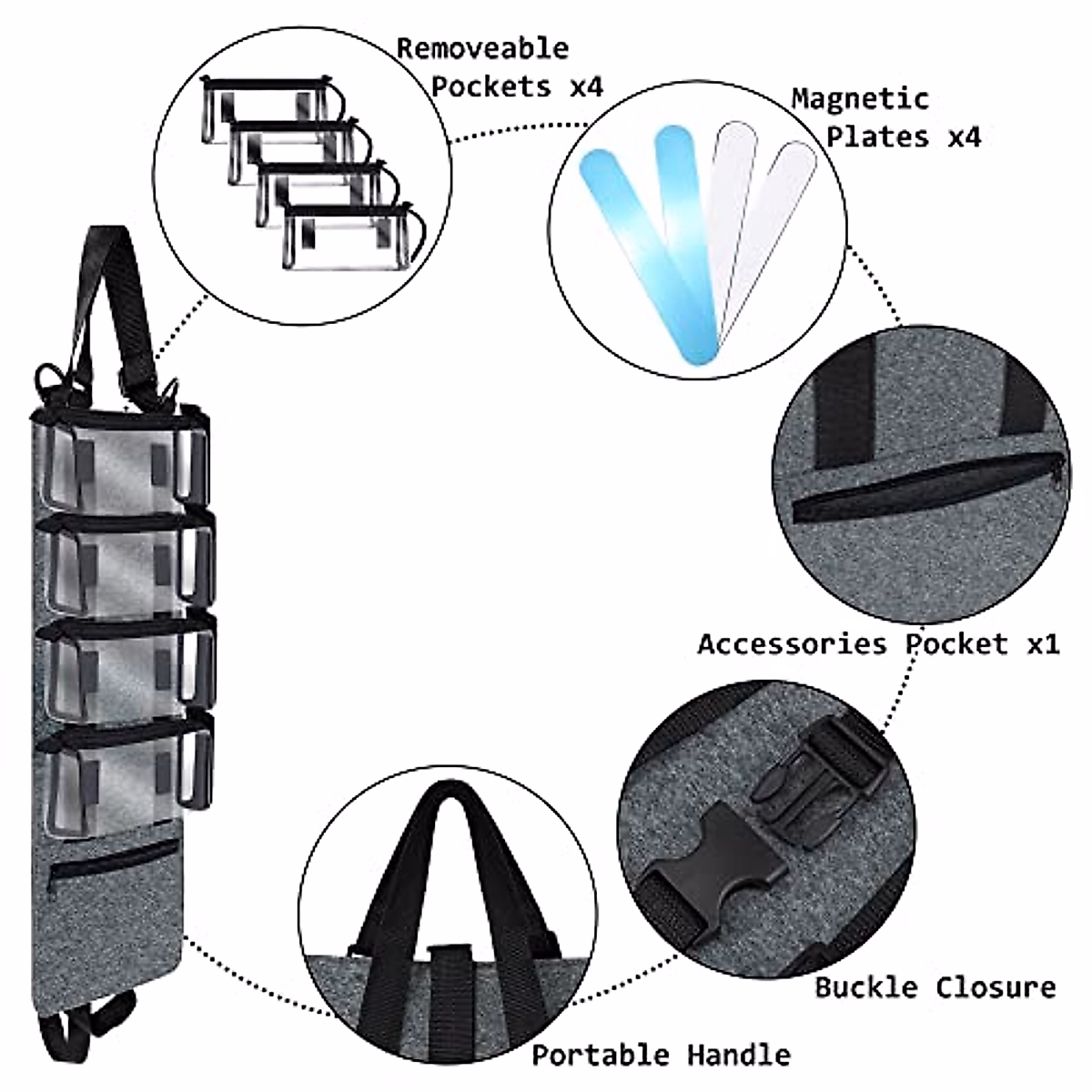 Annmore Display Shelves for Tonies Figures Carrying Case for LOL Surprise Dolls Storage Bag for Barbie, Gray