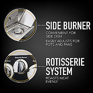 Kenmore PG-A40602SRL 6 Burner Propane Gas BBQ Grill with Side Burner, 73000 Total BTU, Black and Stainless Steel