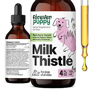 Milk Thistle for Dogs - Liver Supplements for Dogs w/Milk Thistle Liquid Extract - Herbal Liver Support Drops for Large Medium Small Dogs - Vegan Dog Vitamins and Supplements w/Silymarin - 4 oz