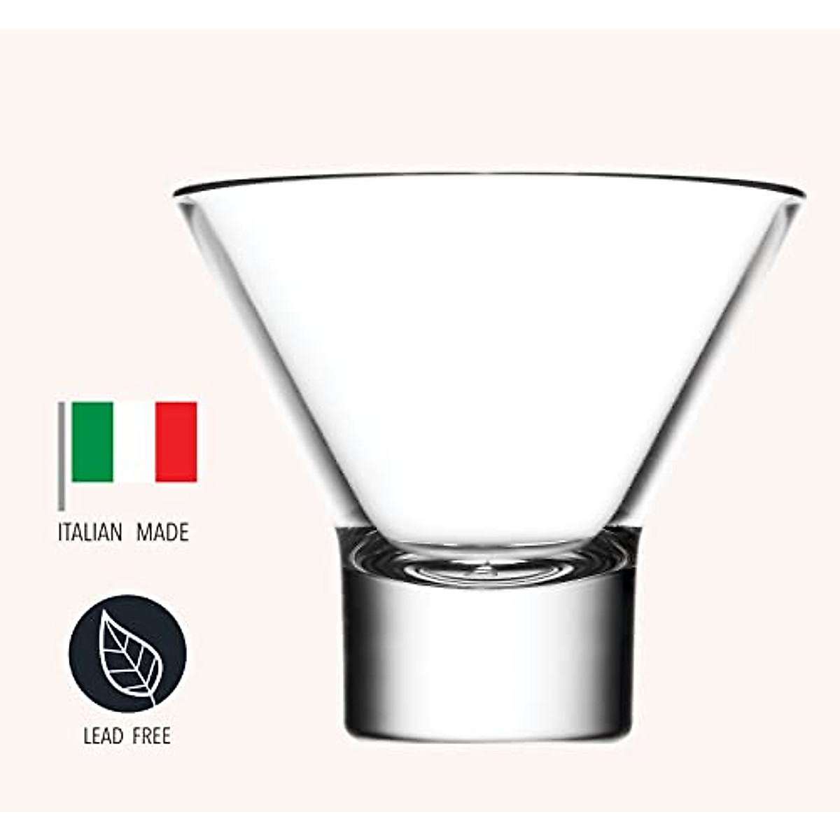 Godinger Martini Glasses, Cocktail Glasses, Italian Made Martini Glass Cocktail Glass Set of 4, 8oz, Made in Italy