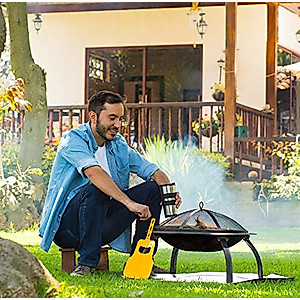 FALLEY 36" Fireproof Heat Resistant Round Portable Folding Fire Pit Mat Protector for Wood,Grass,Deck, Patio|Camping Firepit Mat to Keep Under Burning BBQ Grill with Extra Thick Pad to Shield Ground