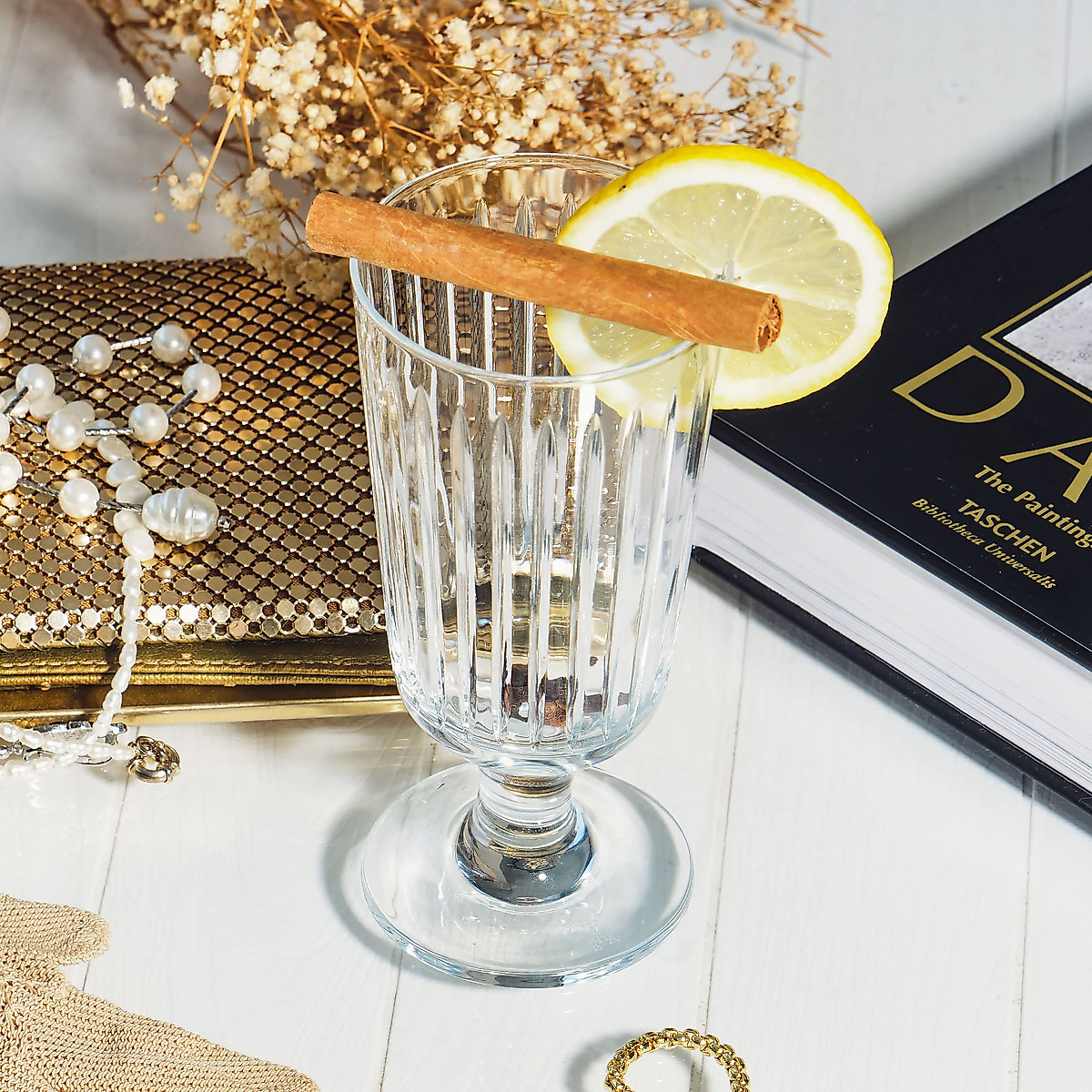 Grace Era Cocktail Glasses Set Premium Glassware Set for Pina Colada, Large Shrimp Cocktail, Margaritas, Ideal for Refreshing Hurricane Cocktail, Goblet Thick Bottom for Coronaritas Set of 2-8oz