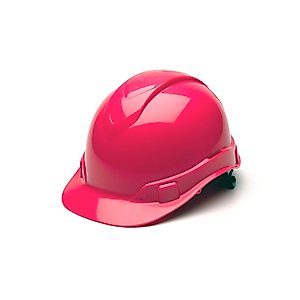 Pyramex Ridgeline Cap Style Hard Hat, 4-Point Ratchet Suspension, Hi-Vis Pink
