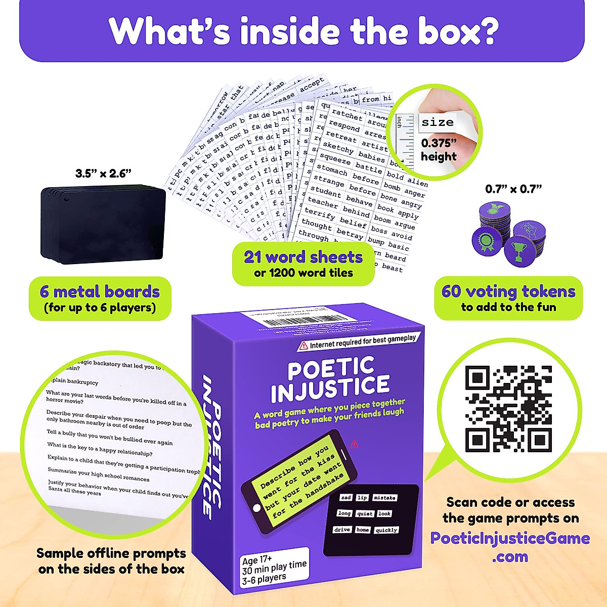 Poetic Injustice - A Word Game Where You Make Bad Poetry for Laughs - Funny Magnetic Notes Game and Fun Party Game for Ages 17+ - Family Game Night Magnet Word Games