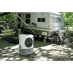 Hessaire MC18M Portable Evaporative Cooling Fan, Indoor/Outdoor Low Humidity Environments, 1300 CFM, 500 sq. ft., 2-Speed Fan, 53.4 dB, White