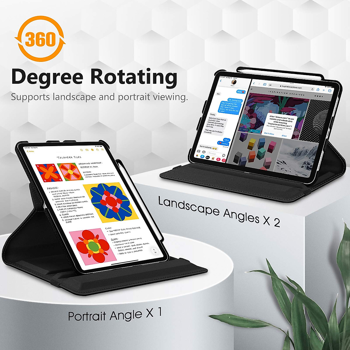 Fintie Rotating Case for iPad Air 11-inch M2 (2024), iPad Air 5th / 4th Generation (2022/2020) 10.9 Inch with Pencil Holder - 360 Degree Rotating Protective Stand Cover, Black