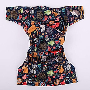 AIll in One Night AIO Cloth Diaper Nappy Sewn in Insert Reusable Washable (Animal Pack)