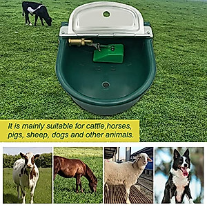 MINYULUA Automatic Livestock Waterer Bowl with Brass Float Valve and 39 inch Braided Hose Large Dog Water Dispenser Cow Drinking Trough for Dogs Horse Cattle Goat Donkey Pig