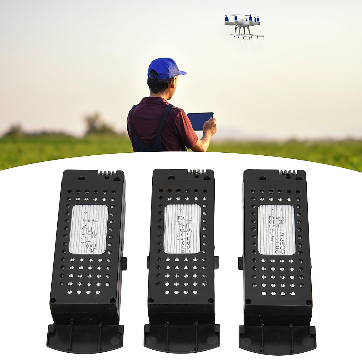 PUSOKEI 3PCS RC Drone Battery, 3.7V 1800mAh High Capacity UAV Battery, Remote Control UAV Battery with Charging Cable, Replacement Battery for SG S6 G6 Q6 RC Drone