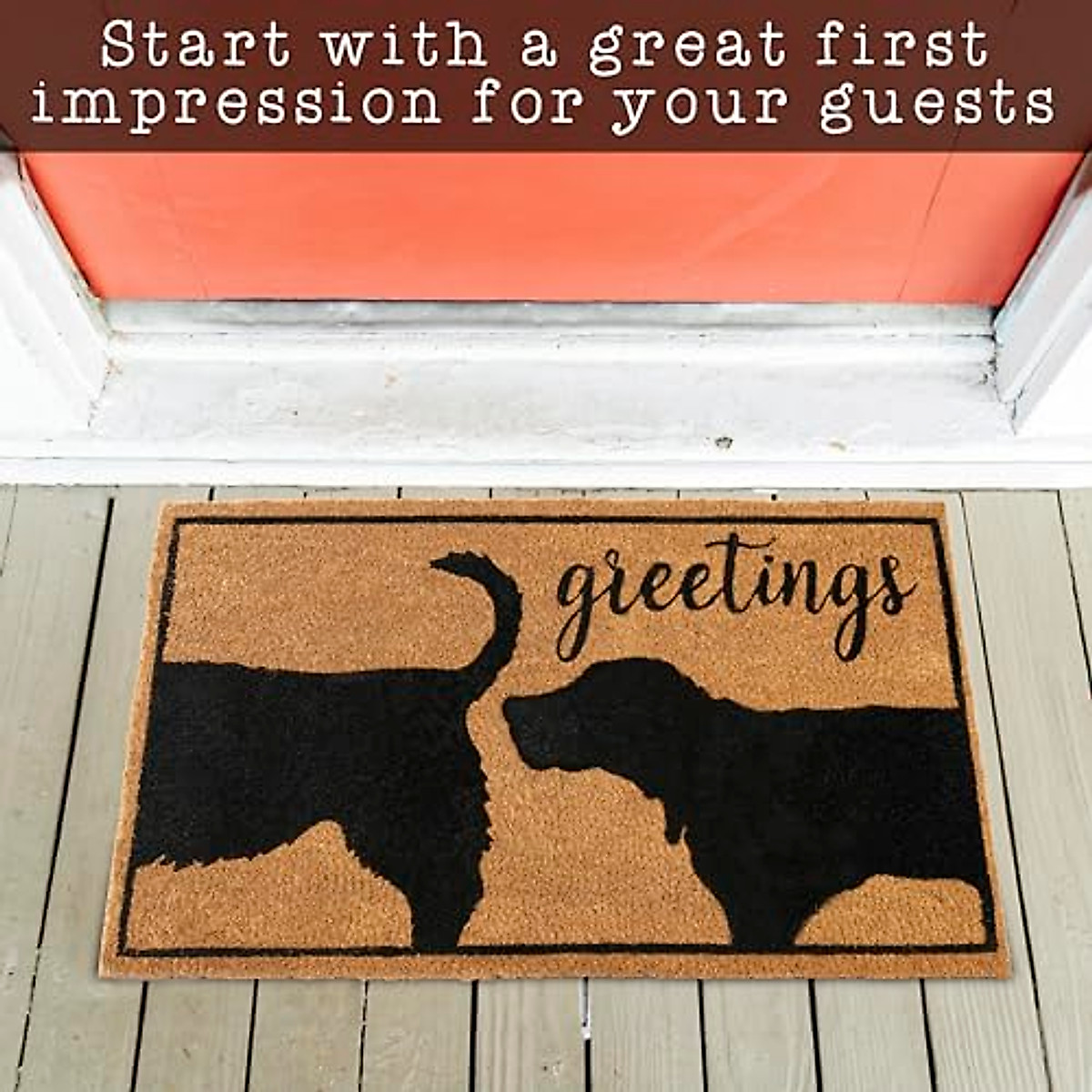MAINEVENT Funny Dog Greetings Dog Door Mat 30x17 Inch, Funny Dog Welcome Mat, Welcome Mat Dog, Dog Front Door Mat, Dogs Welcome Coir Mat, Dogs Welcome Door Mat, Dogs Welcome Entrance Mat Doormat