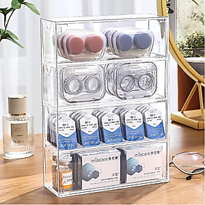 Kenpal Sunglasses Organizer for Multiple Pairs, Acrylic Stackable Glasses Holder with 4 Drawers, Transparent Eyeglass Case (1)