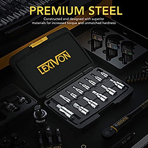 LEXIVON HEX Bit Socket Set, Premium S2 Alloy Steel | 13-Piece Metric 2mm - 14mm Set | Enhanced Storage Case (LX-141)