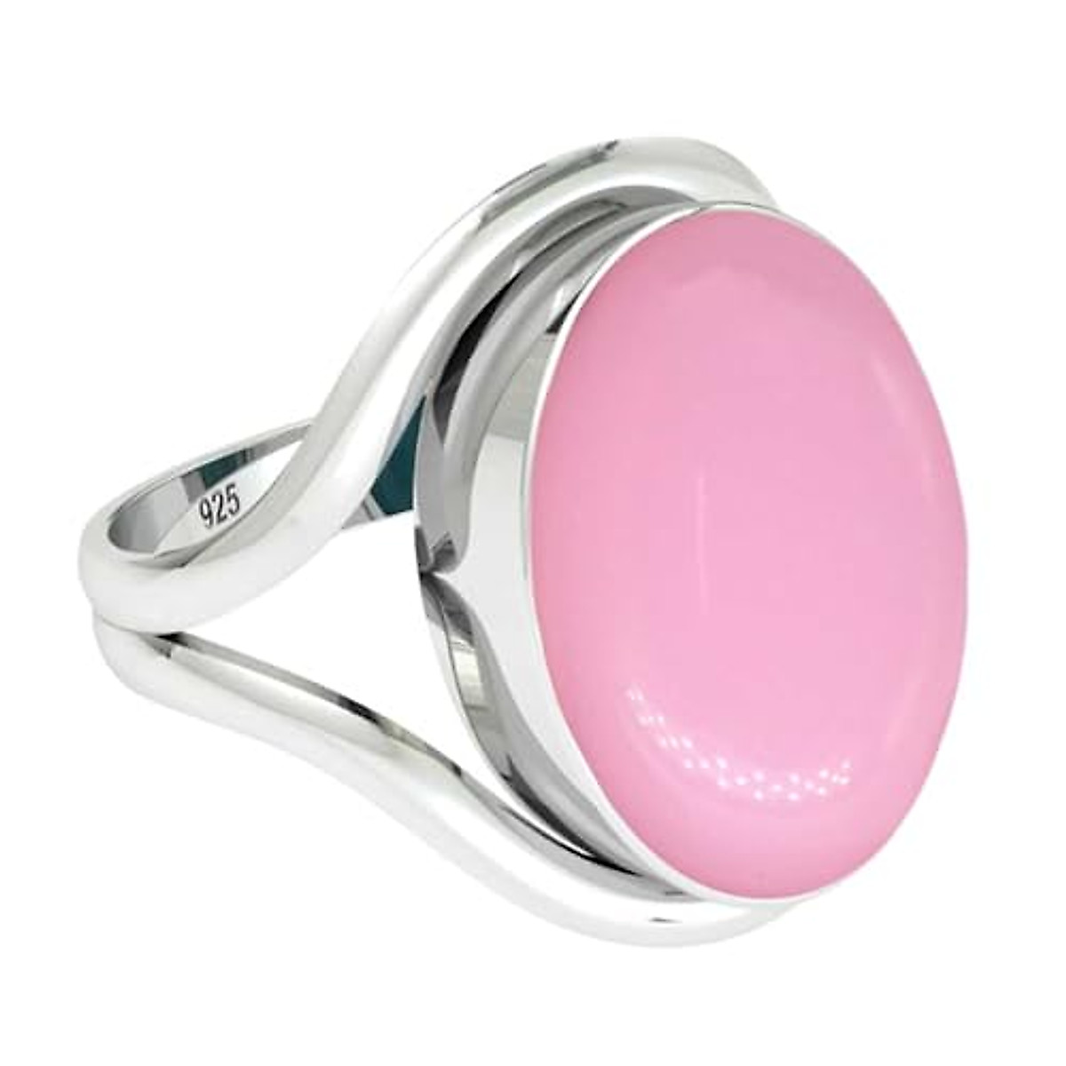 JEWELOPORIUM 925 Sterling Silver Ring for Women Pink Rose Quartz Gemstone Fashion Silver Ring Size 8 Friendship Day Gift Boho Jewelry