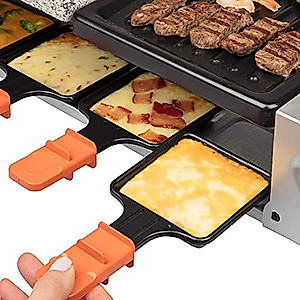 MasterChef Dual Raclette Table Grill w Non-Stick Grilling Plate & Cooking Stone- 8 Person Electric Tabletop Cooker for Korean BBQ- Melt Cheese, Cook Meat & Veggies at Once-(19" x 8") Gift, Summer Pary