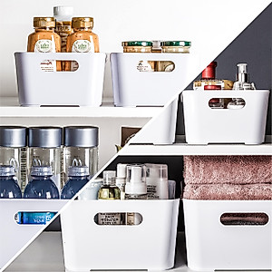 BINO Plastic Storage Bins - Small 2 Pack, White - THE SOHO COLLECTION - Pantry Organizers and Fridge Organizer