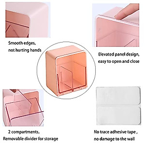 Qtip Holder Canisters Bathroom Cosmetic Makeup Pads Cotton Swabs Storage Organizer Container with 2 Grids, Bathroom Dresser Counter-top Office Desktop Storage Dispenser, Pink