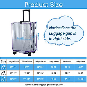 3 Pcs PVC Luggage Cover Waterproof Transparent Suitcase Cover Thicken Luggage Protector for Travel, Fits 20" 24'' 28" Luggage (Purple)